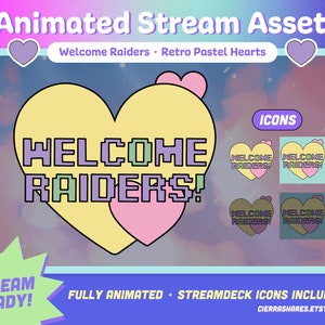 Welcome Raiders Animated Stream Overlay Retro Pastel Hearts - Etsy