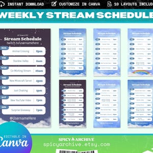 Blue Sky Stream Schedule Template Pack | Twitch Tiktok Youtube Discord ...