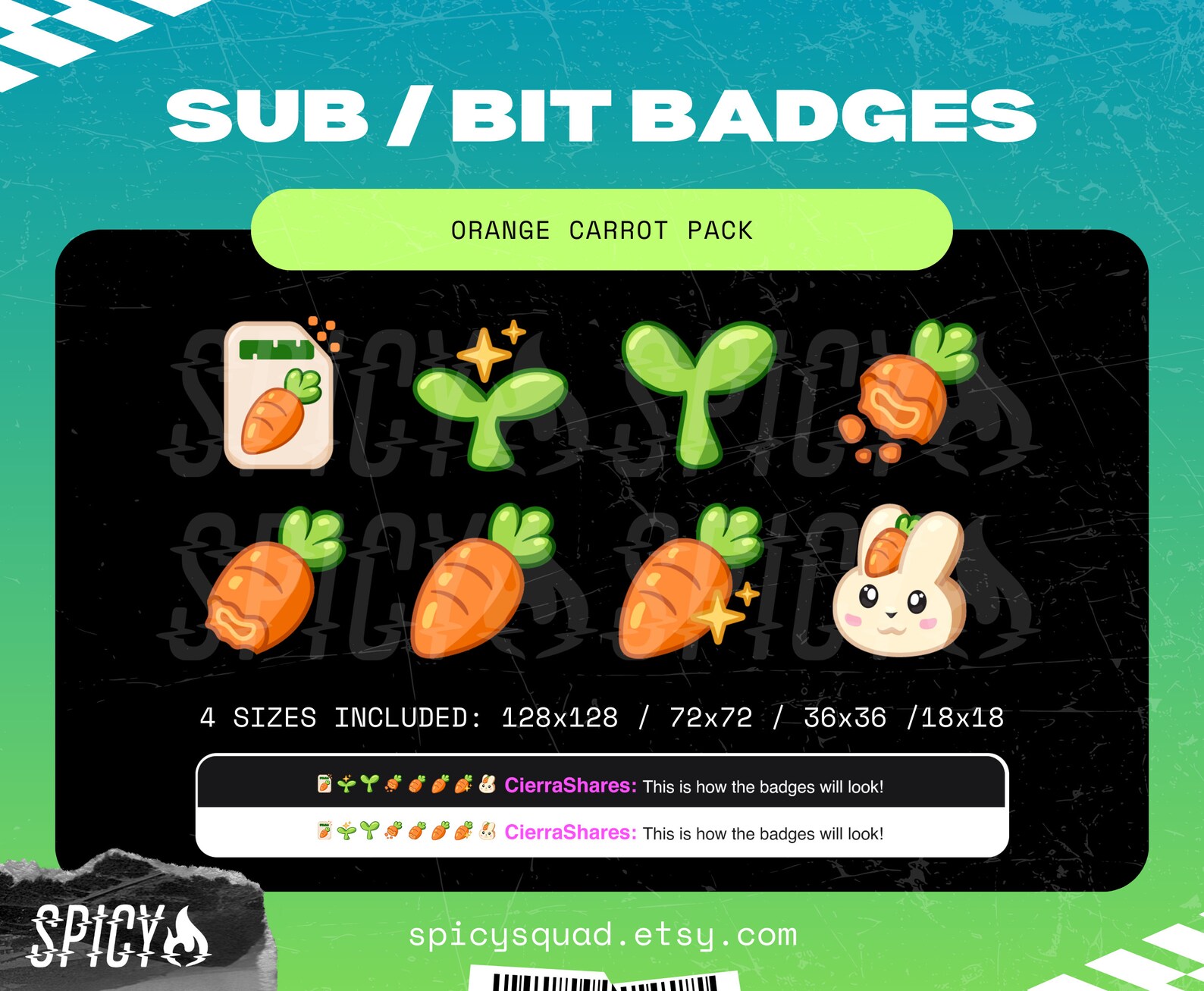 Cute Carrot Twitch Sub Badges / Bit Emotes Orange Carrot & Bunny Emotes ...