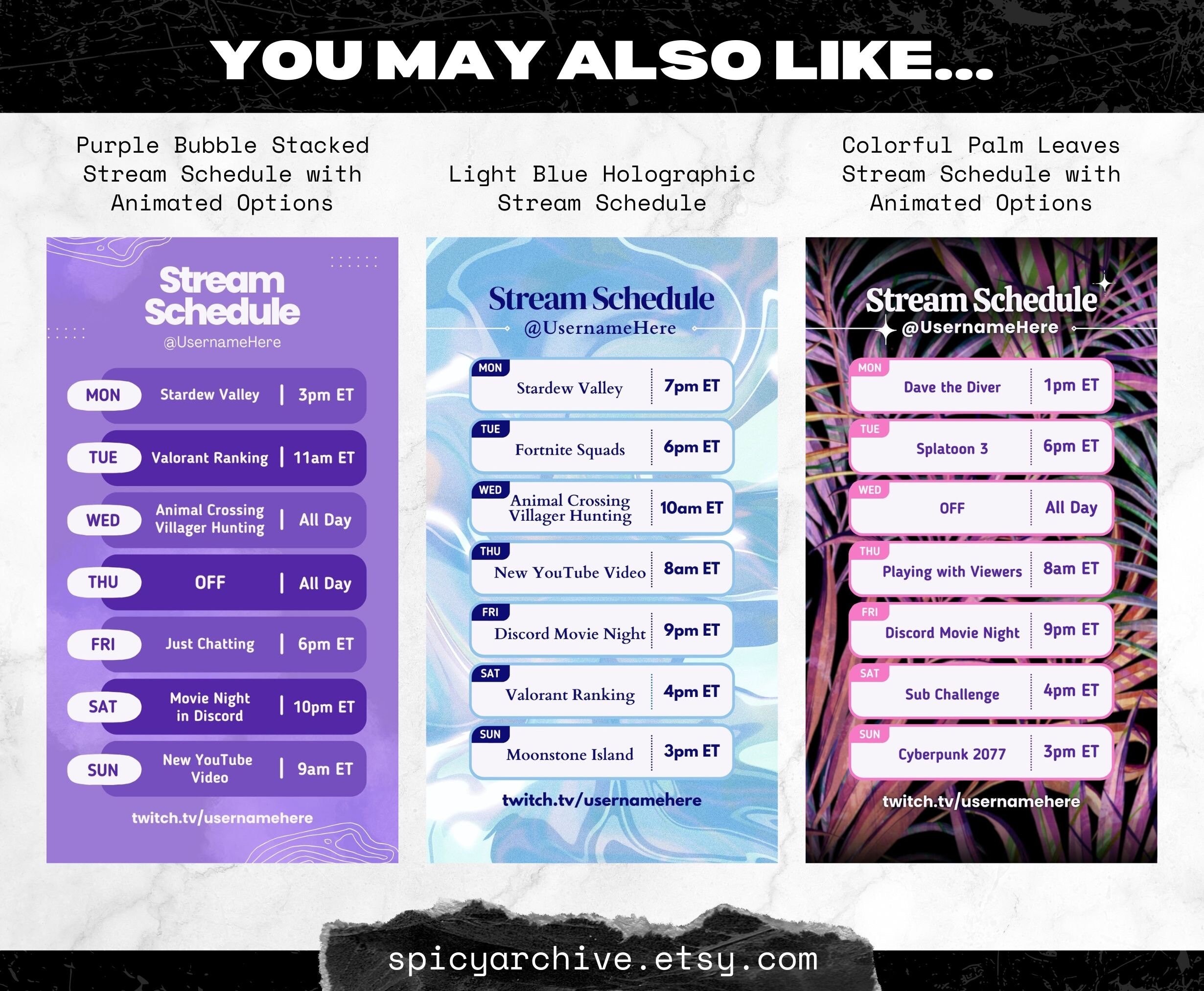 Stream Schedule Template | Dark Bokeh Aesthetic Animated | Twitch ...