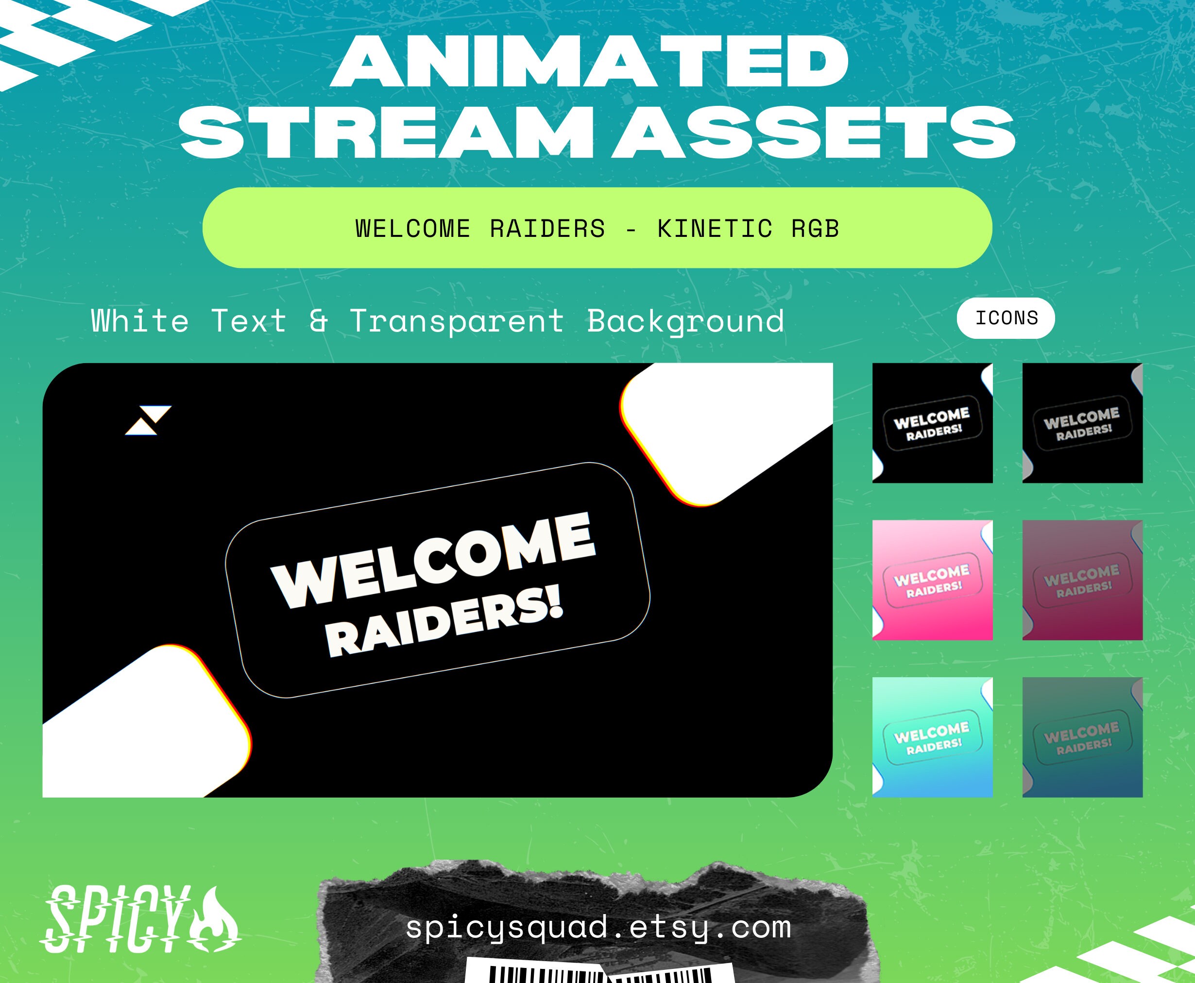Welcome Raiders Animated Stream Overlay Clean Kinetic RGB Twitch ...