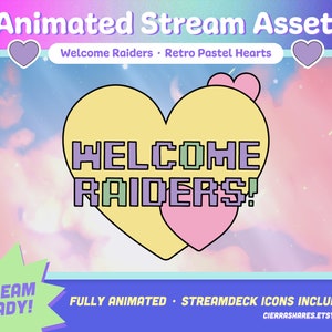 Welcome Raiders Animated Stream Overlay Retro Pastel Hearts - Etsy