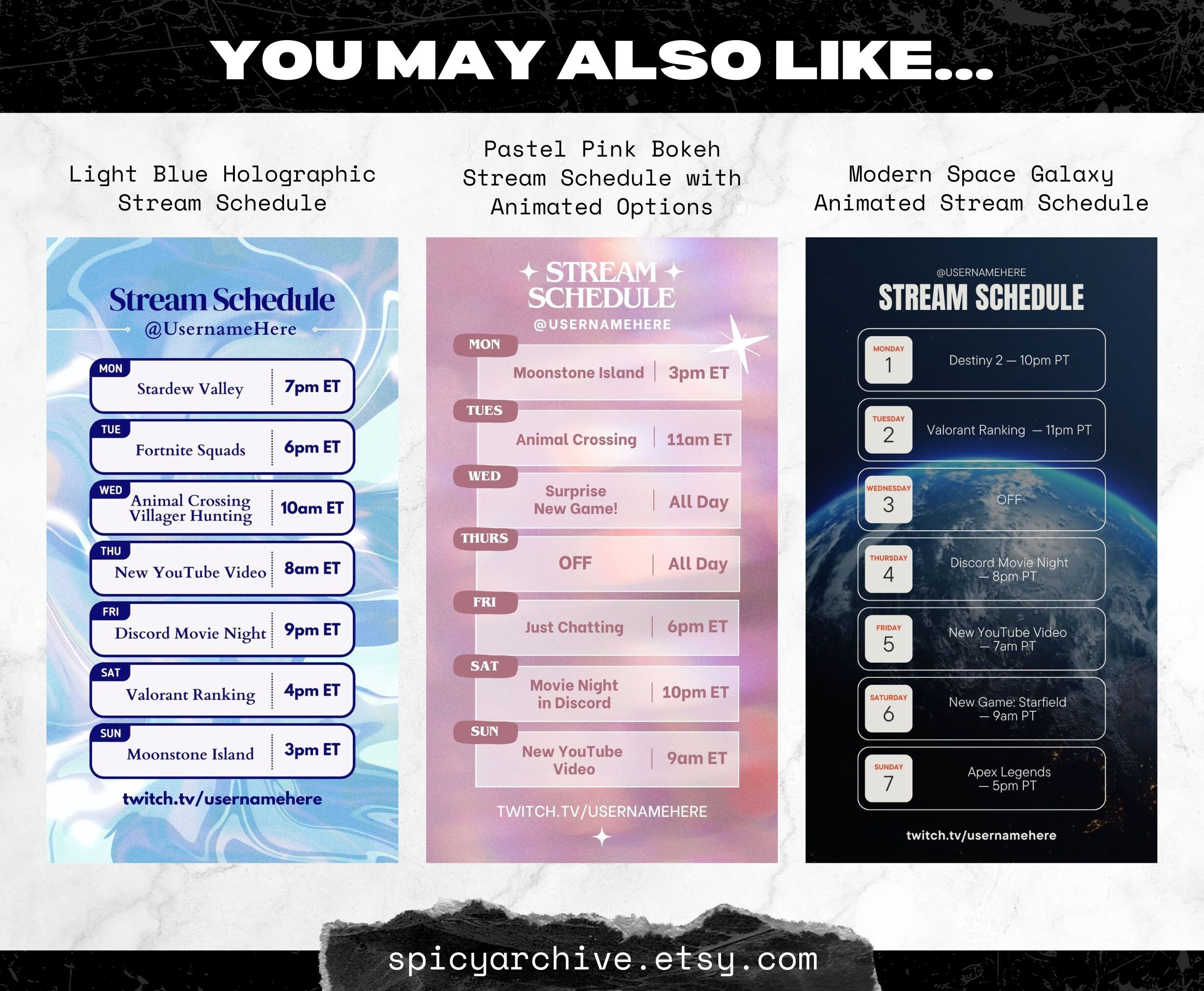 Stream Schedule Template | Modern Phone Style | Twitch Kick Youtube ...
