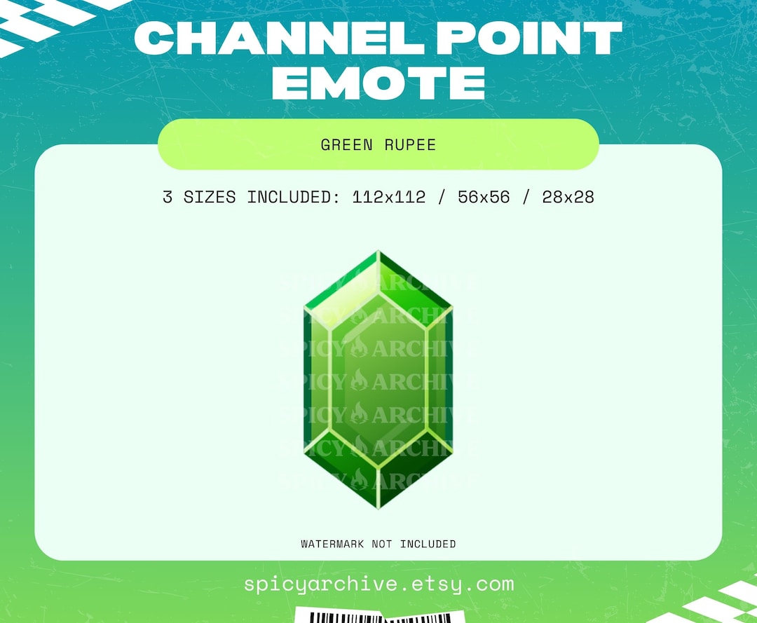 Green Rupee Twitch Channel Point Emote / Legend of Zelda Rupee Emotes ...