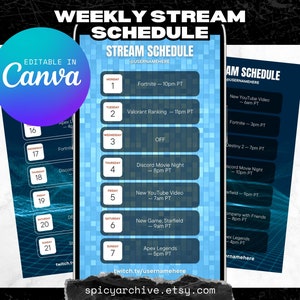 Blue Modern Gaming Animated Stream Schedule | Twitch Kick Youtube ...