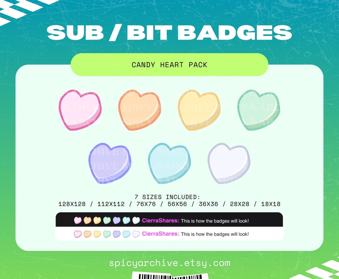 Candy Heart Badges / Emotes | Sub / Bit Badges for Twitch Youtube ...