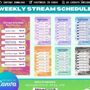 Holographic Stream Schedule Template Mega Pack | 7 Colors | Twitch ...