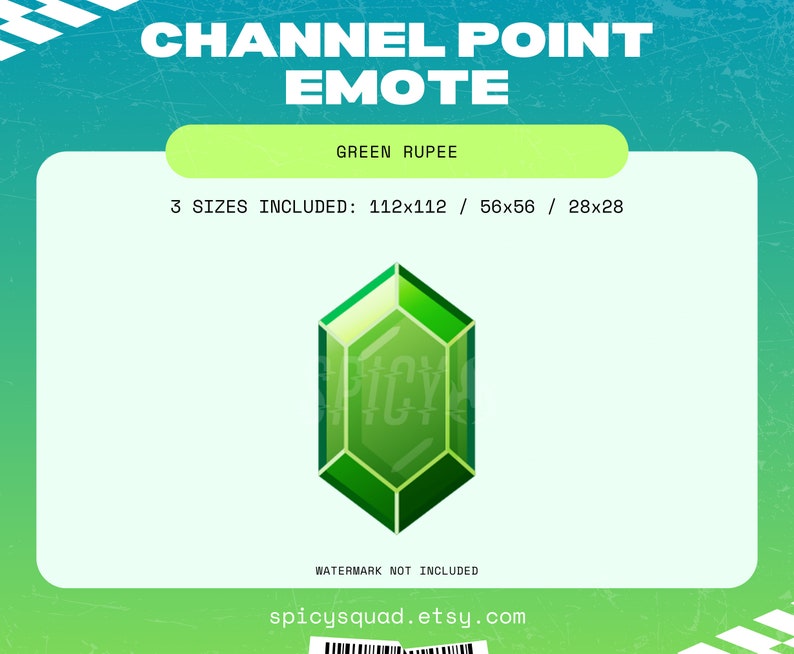 Green Rupee Twitch Channel Point Emote / Legend of Zelda Rupee Emotes ...