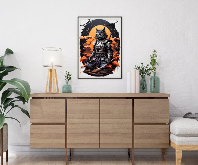 Swordsman Cat Clip Art Japanese Style Clip Art 50 Png Digital Download ...