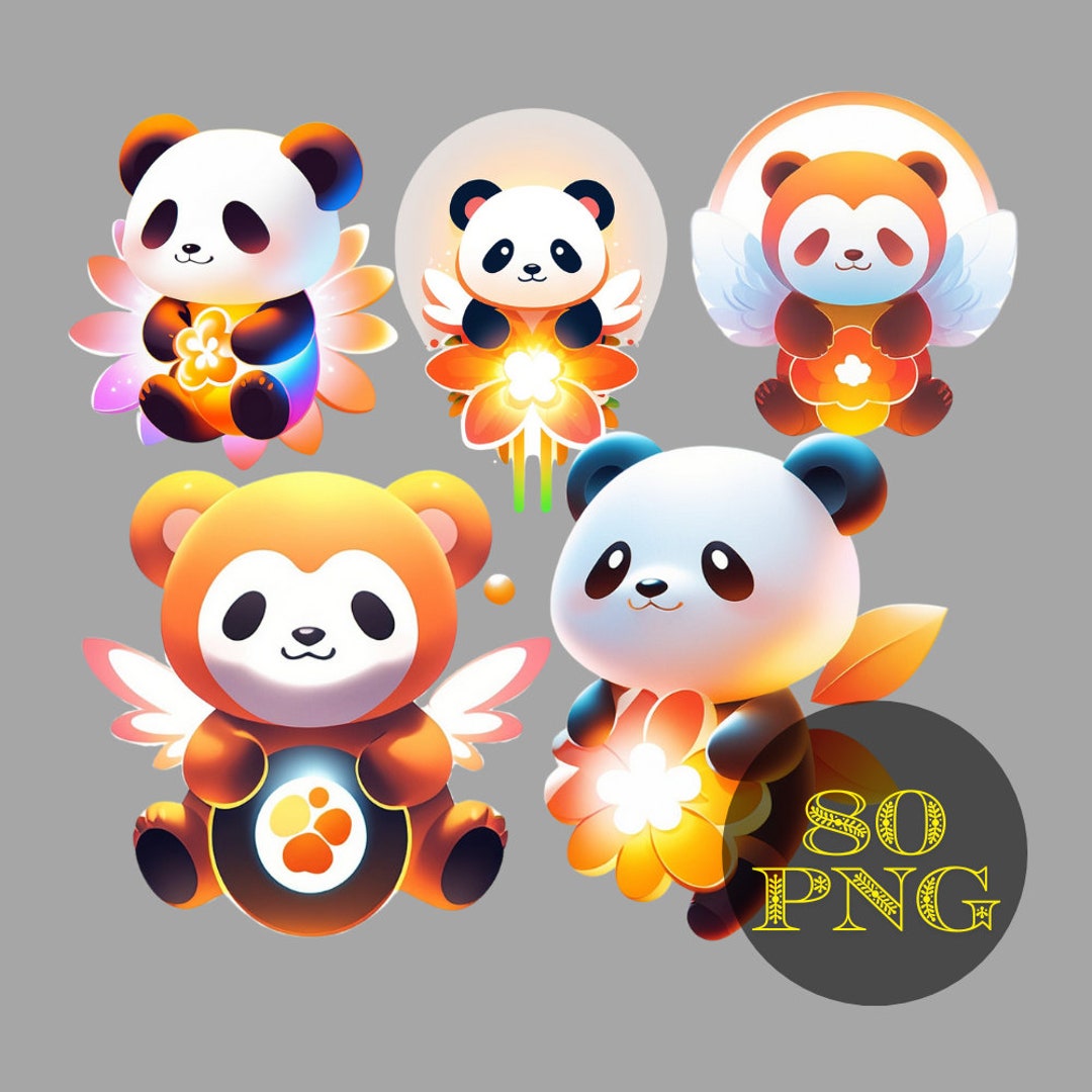 Clip Art Cute Panda Watercolor 80 Png Digital Download Commercial Use ...