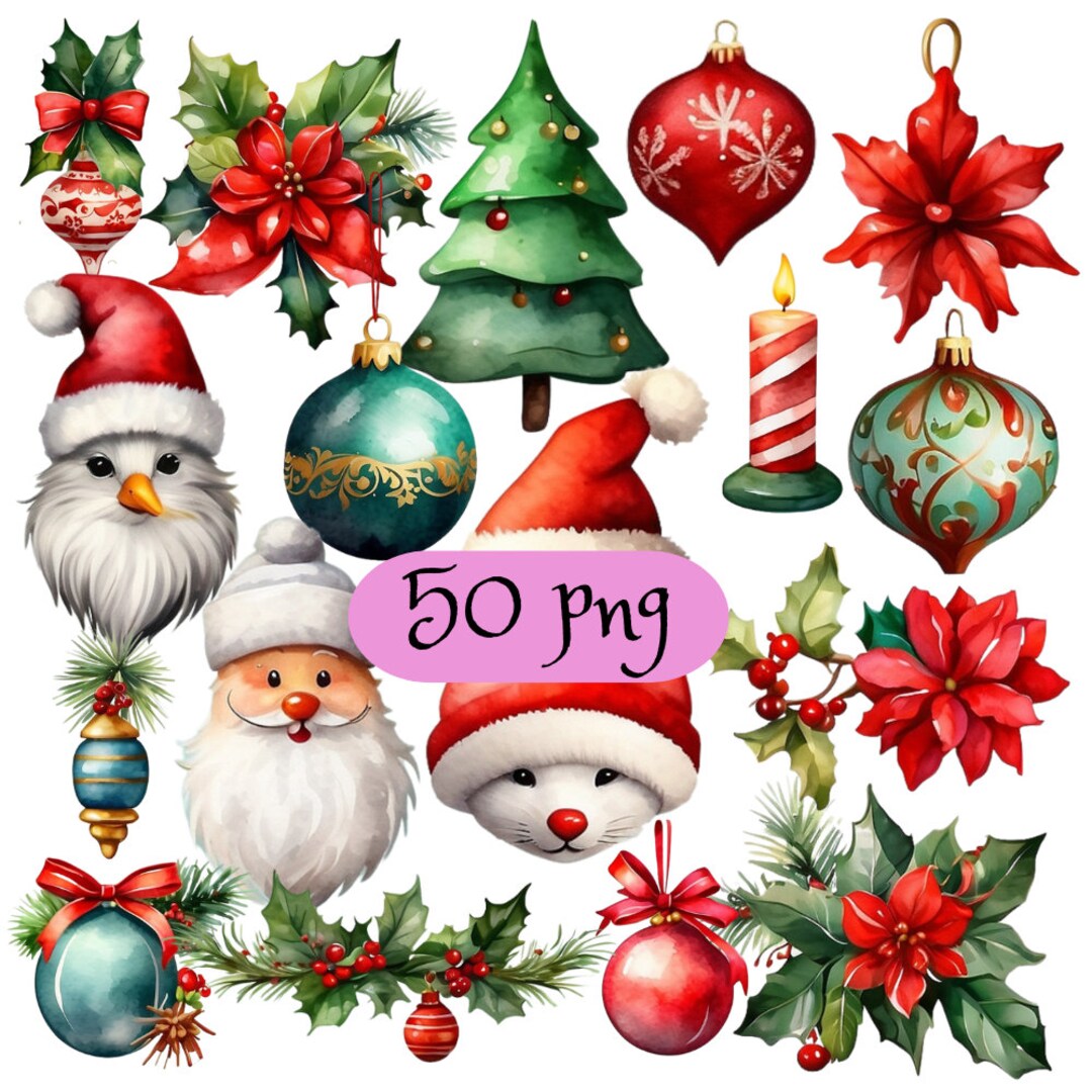 Christmas Clip Art 50 Png Commercial Use Digital Download - Etsy