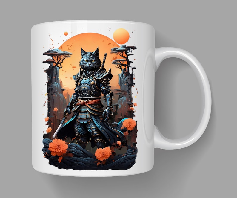 Swordsman Cat Clip Art Japanese Style Clip Art 50 Png Digital Download ...