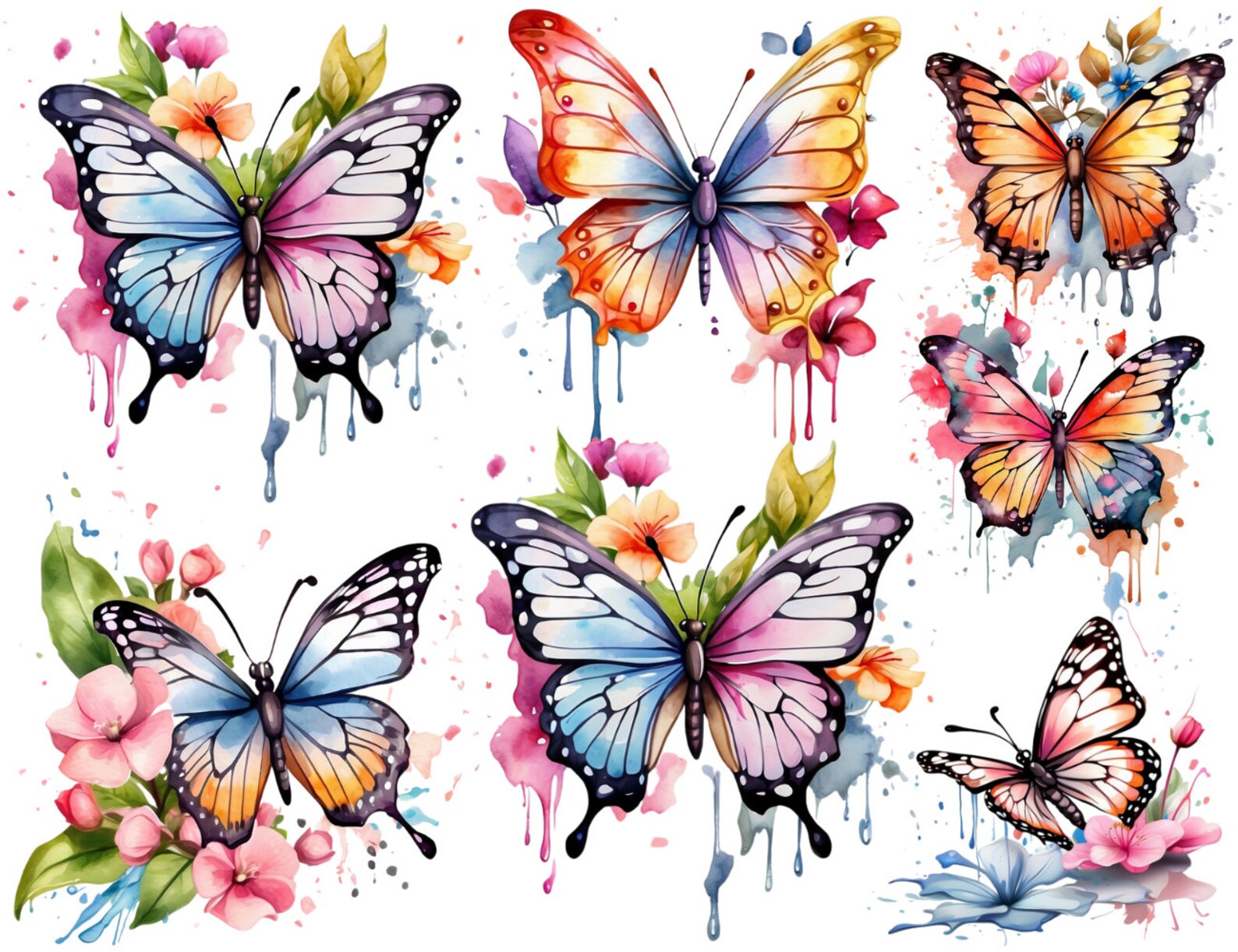 Clip Art, Butterfly and Flowers, Clip Art, Butterfly 42 Png, Use With ...