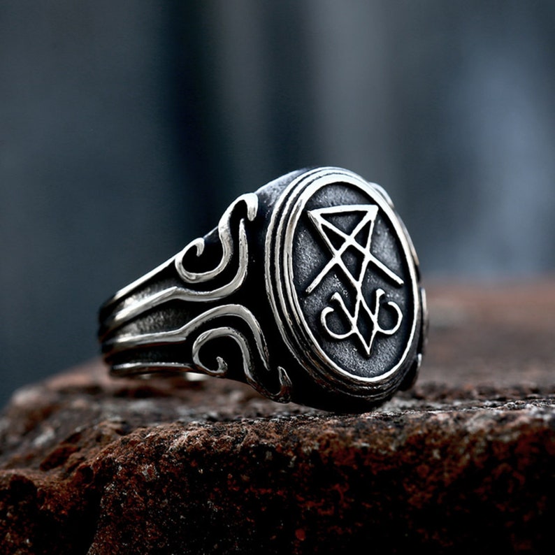Dark Satanic Lucifer Ring Sigil of Lucifer Ring Baphomet - Etsy