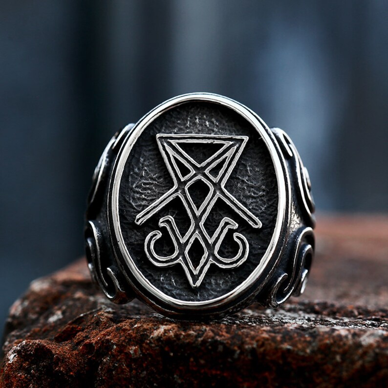 Dark Satanic Lucifer Ring Sigil of Lucifer Ring Baphomet - Etsy