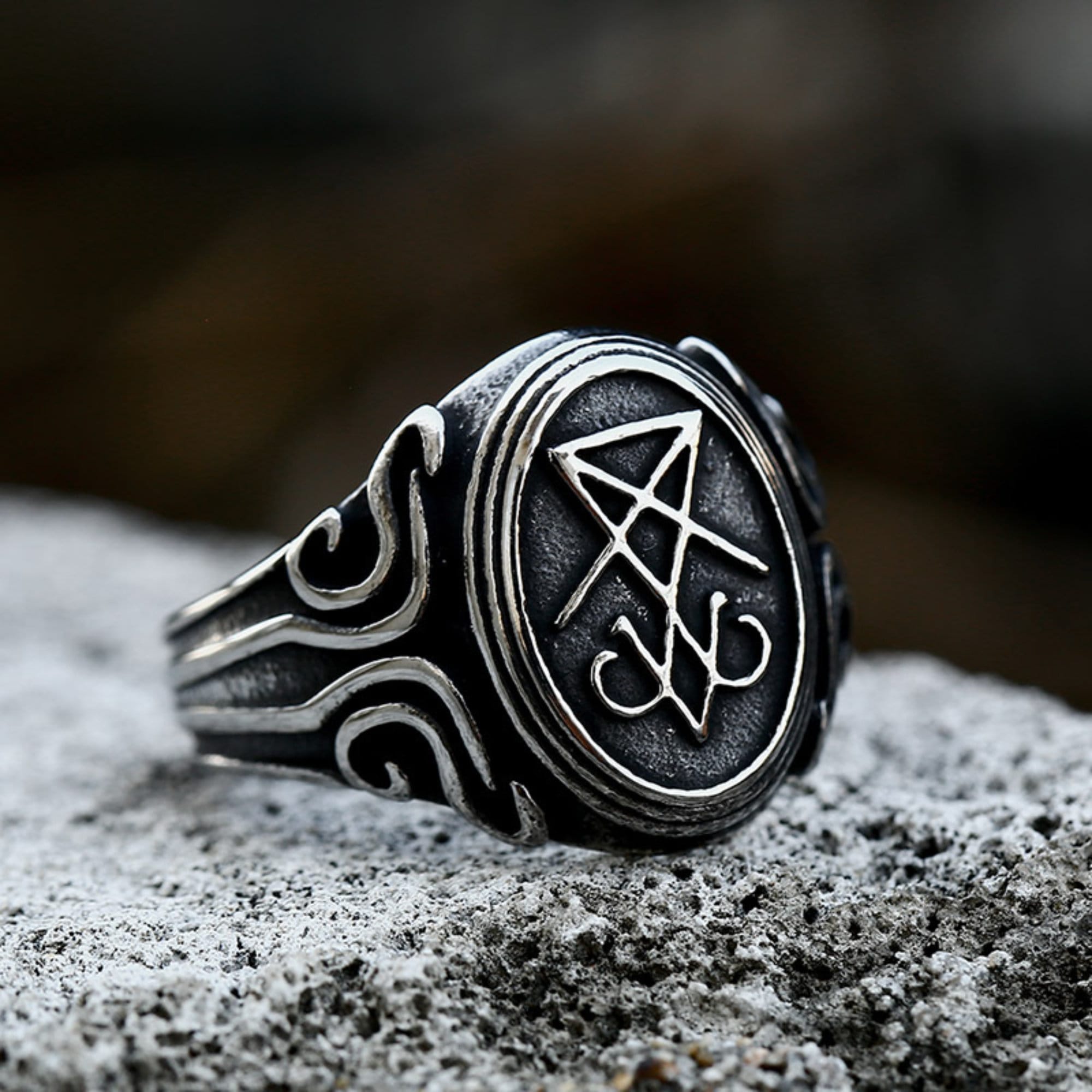 Dark Satanic Lucifer Ring Sigil of Lucifer Ring Baphomet - Etsy