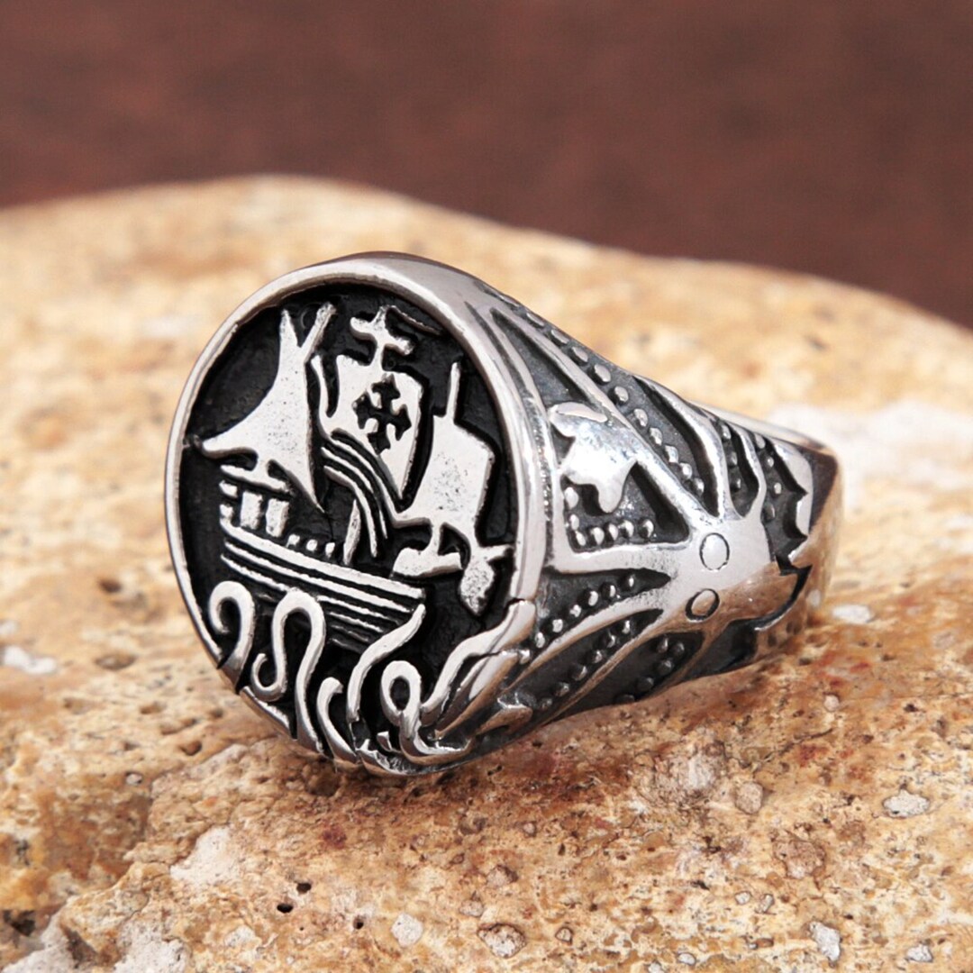 Gothic Sailing Boat Pirate Ship Ring Octopus Sailboat Ring - Etsy