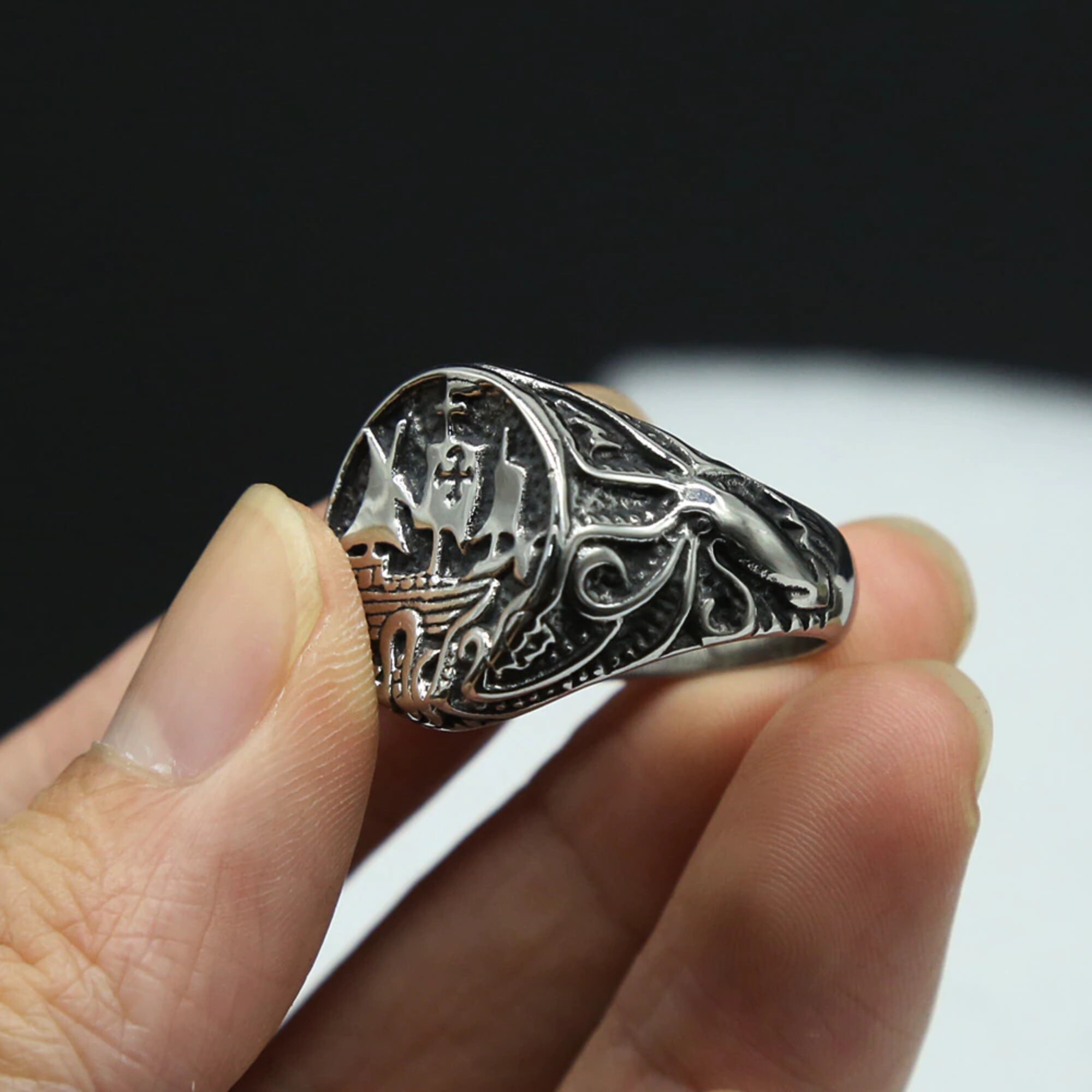 Gothic Sailing Boat Pirate Ship Ring Octopus Sailboat Ring - Etsy