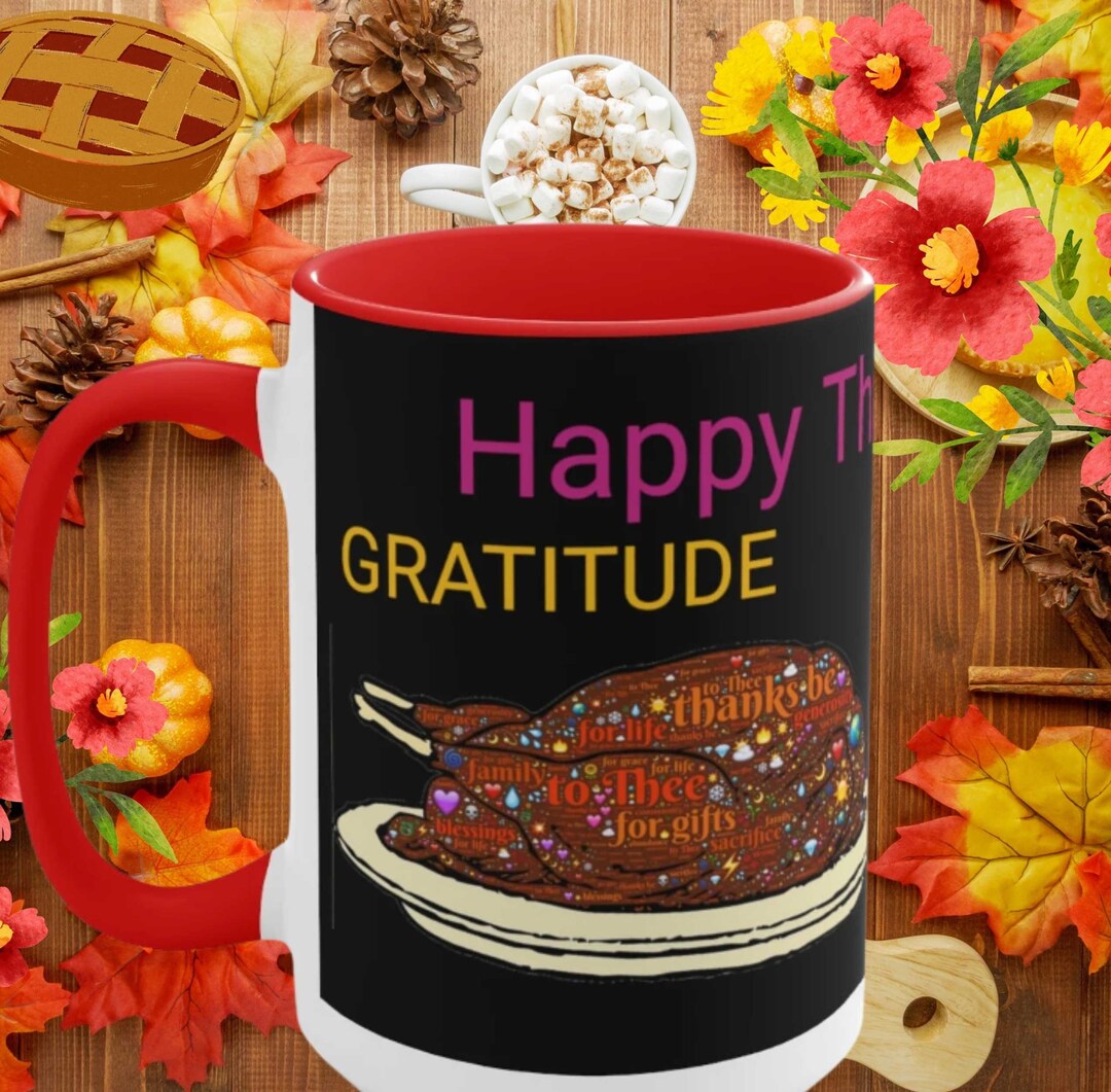 15oz -thanksgiving Turkey Filled With Gratitude-two-tone Coffee Mugs - Etsy