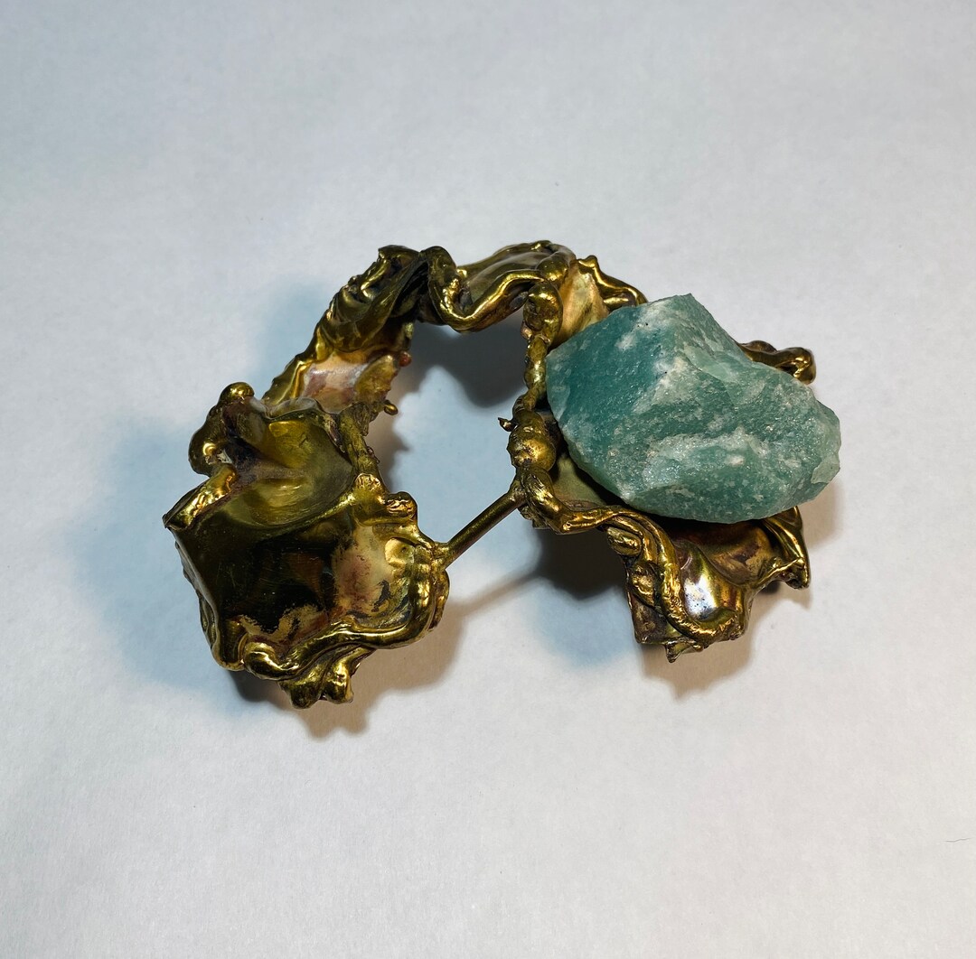 Vintage Carvalhu's Artisan Belt Buckle Brass Teal Quartz | Brazil - Etsy