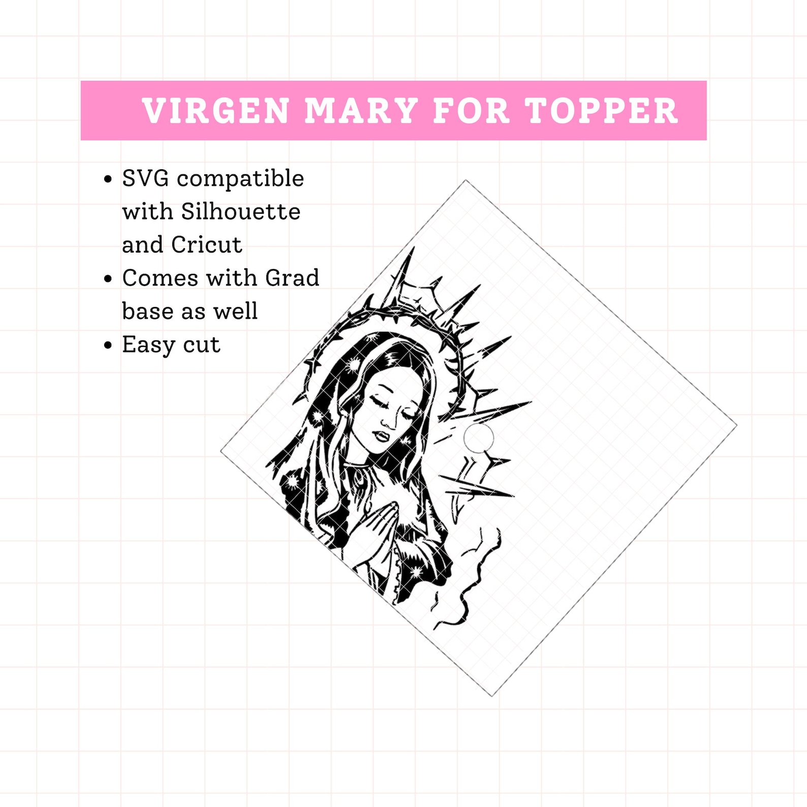Virgin Mary Graduation Cap Topper SVG | Religious Grad Topper Design ...