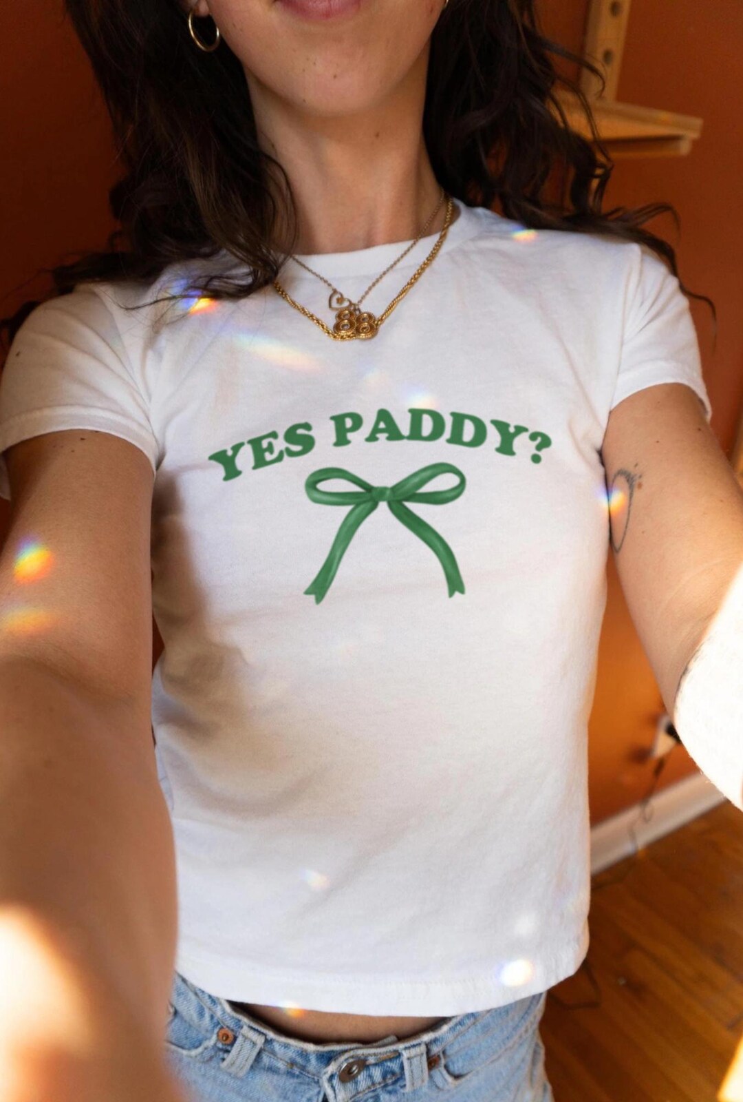 Yes Paddy St Patricks Day Baby Tee, Y2K Coquette Baby Tee, St Paddys ...