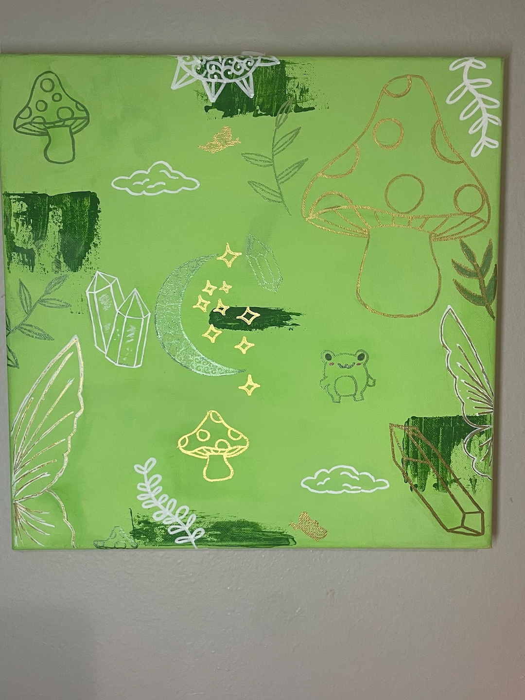 Cottage Core Green Square Painting - Etsy