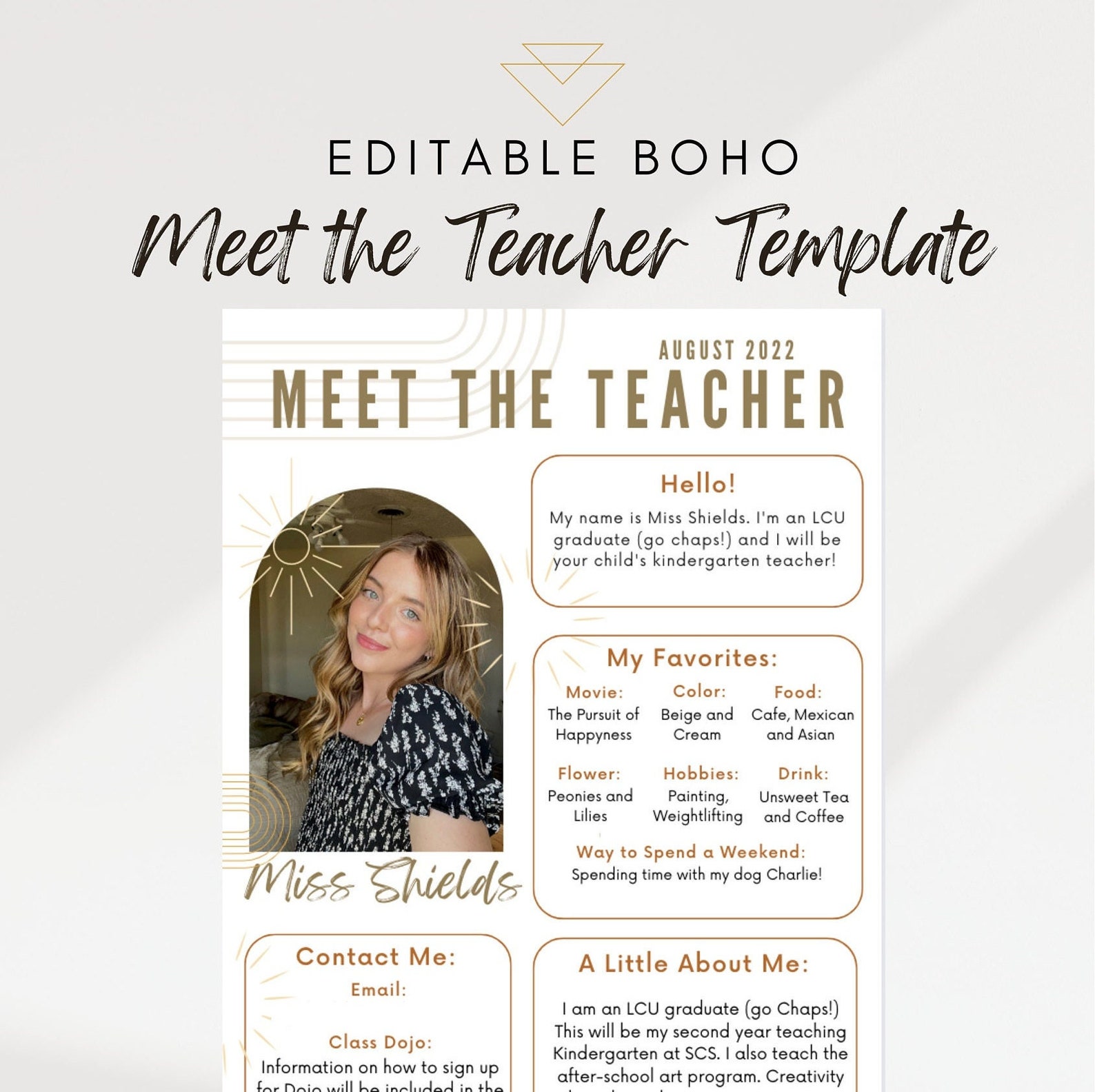 Boho Meet the Teacher Editable Template Letter Flyer, Back to School ...