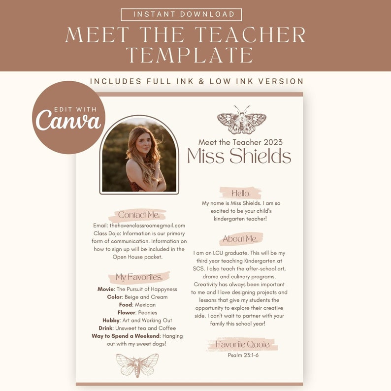 Boho Meet the Teacher Classroom Template, Teacher Introduction, Boho ...