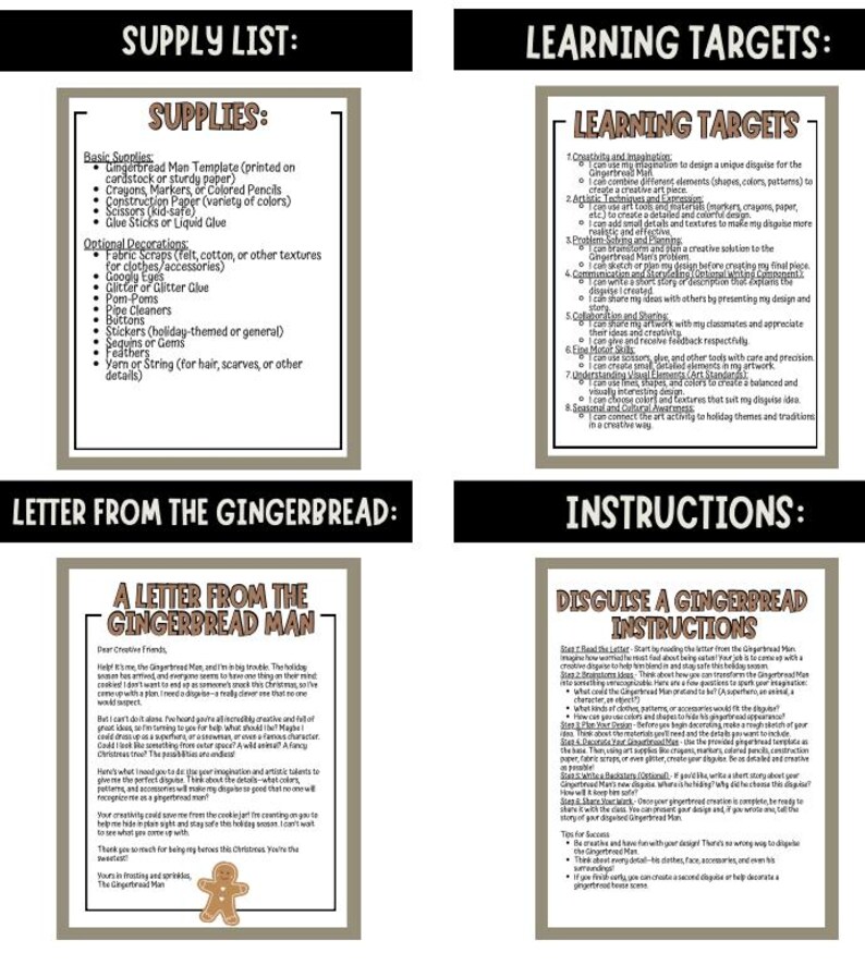 Disguise a Gingerbread Man: A Creative Art and Writing Project - Etsy