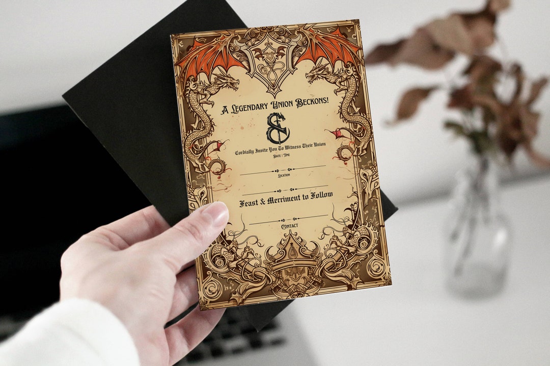 DND Fantasy Wedding Invitation Template and Printables | Editable Canva ...