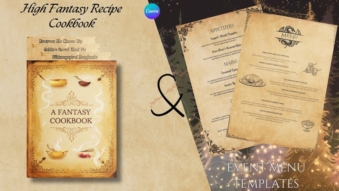 High Fantasy Cookbook & Free Event Menu Template and Printables ...