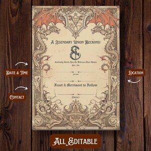 DND Fantasy Wedding Invitation Template and Printables | Editable Canva ...