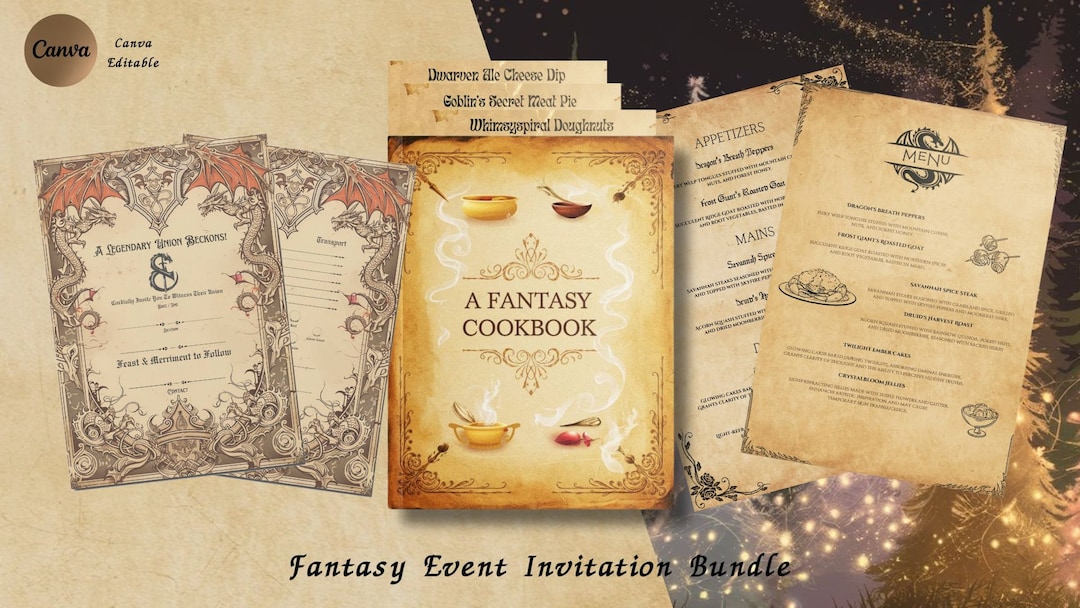 Dnd Fantasy Event Invitation & Dinner Template and Printables Bundle ...