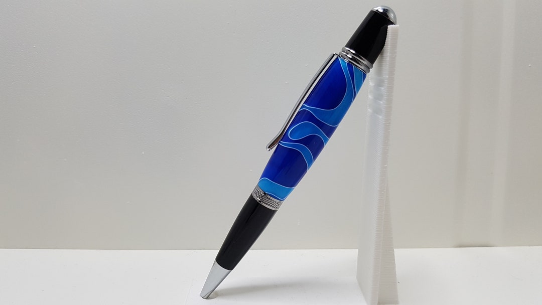 Blue and Light Blue Wave Twist Pen | Executive Professional Acrylic ...