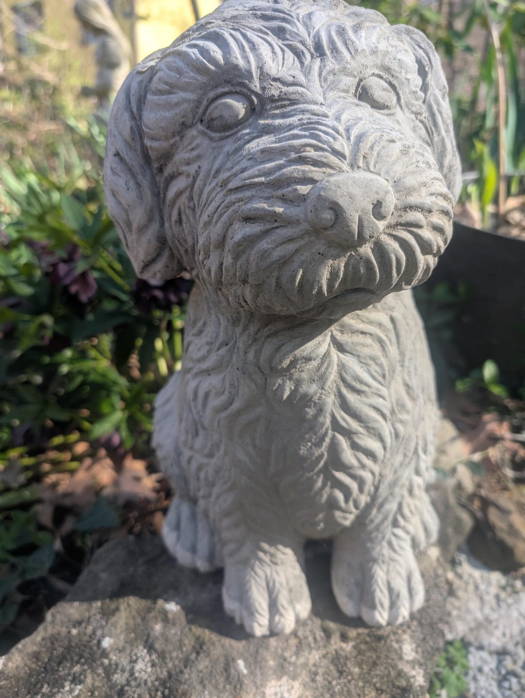 15” Large Concrete Doodle Dog Garden Statue / Memorial Cockapoo for ...