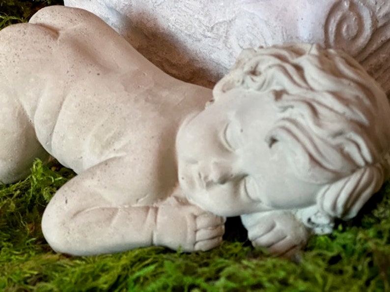 Hand Poured Concrete Sleeping Baby Angel Statue: Home or Garden Decor ...
