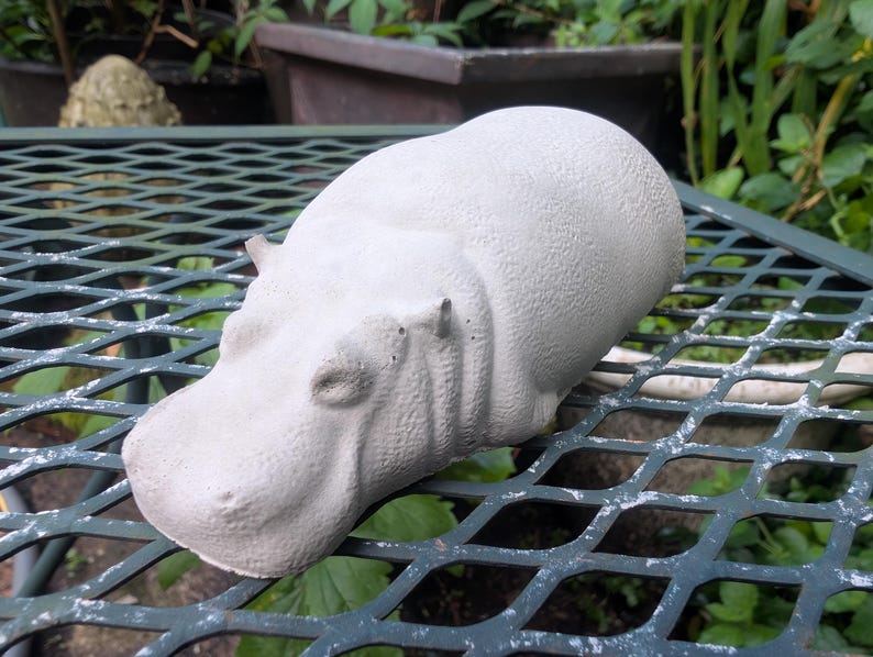 Handmade Concrete Hippo Statue - Modern Home & Garden Decor - Etsy