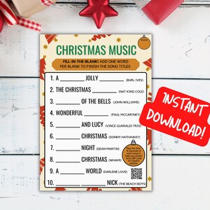Christmas Music Trivia Game! Christmas Printable Game, Fun Music Party ...