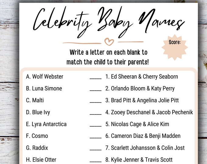 Celebrity Baby Shower Game, Modern Baby Shower Game, Celebrity Party ...