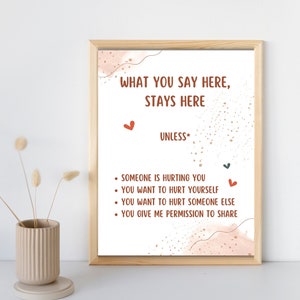 Therapy Confidentiality Sign, Printable, Therapist Gift, Social Worker ...