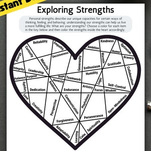 Strengths Worksheet, Therapy Worksheet, Counselling Template, Positive ...