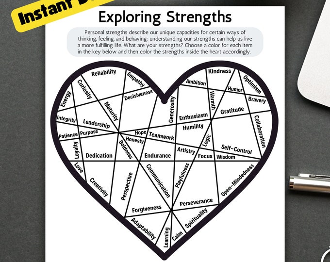 Values Coloring Worksheet, Therapy Tool, Self-help Resource, Printable ...