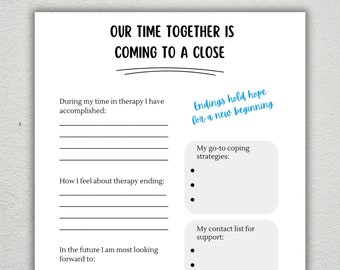 Therapy Termination Worksheet, Instant Download, Counselling Template ...