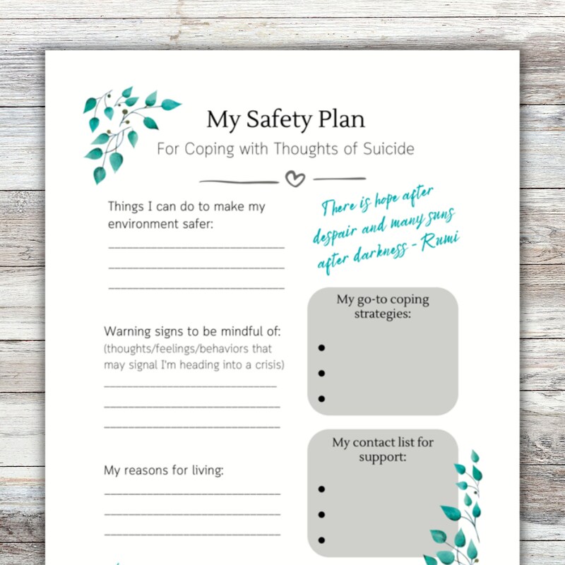 Suicide Safety Plan - Etsy