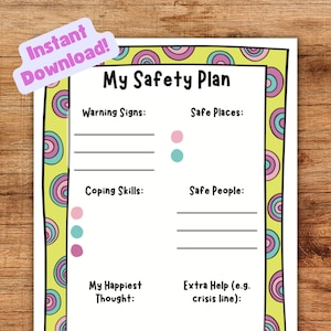 Safety Plan for Kids, Teens, Crisis Intervention, Therapy Tools ...