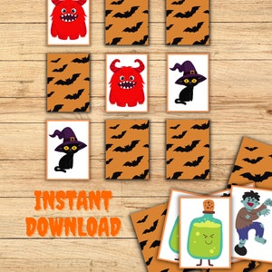 Halloween Matching Card Game Kids and Toddlers, Instant Download ...