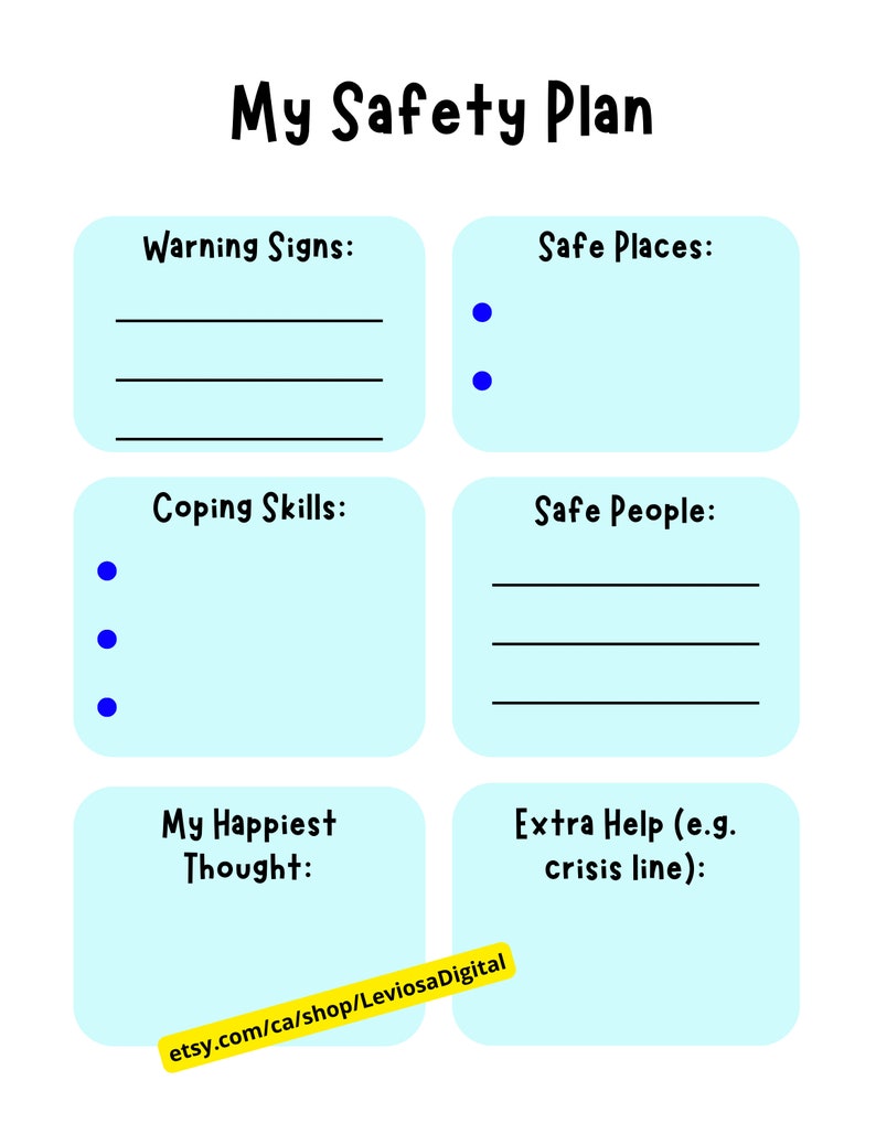 Kids Safety Plan Template, Youth Crisis Intervention (digital Download ...