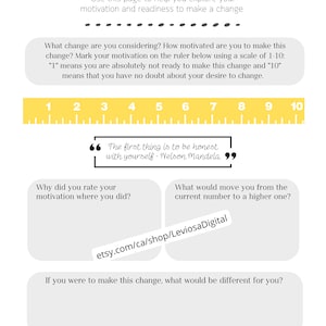 Behaviour Therapy Worksheet, Motivational Interviewing, Readiness Ruler ...