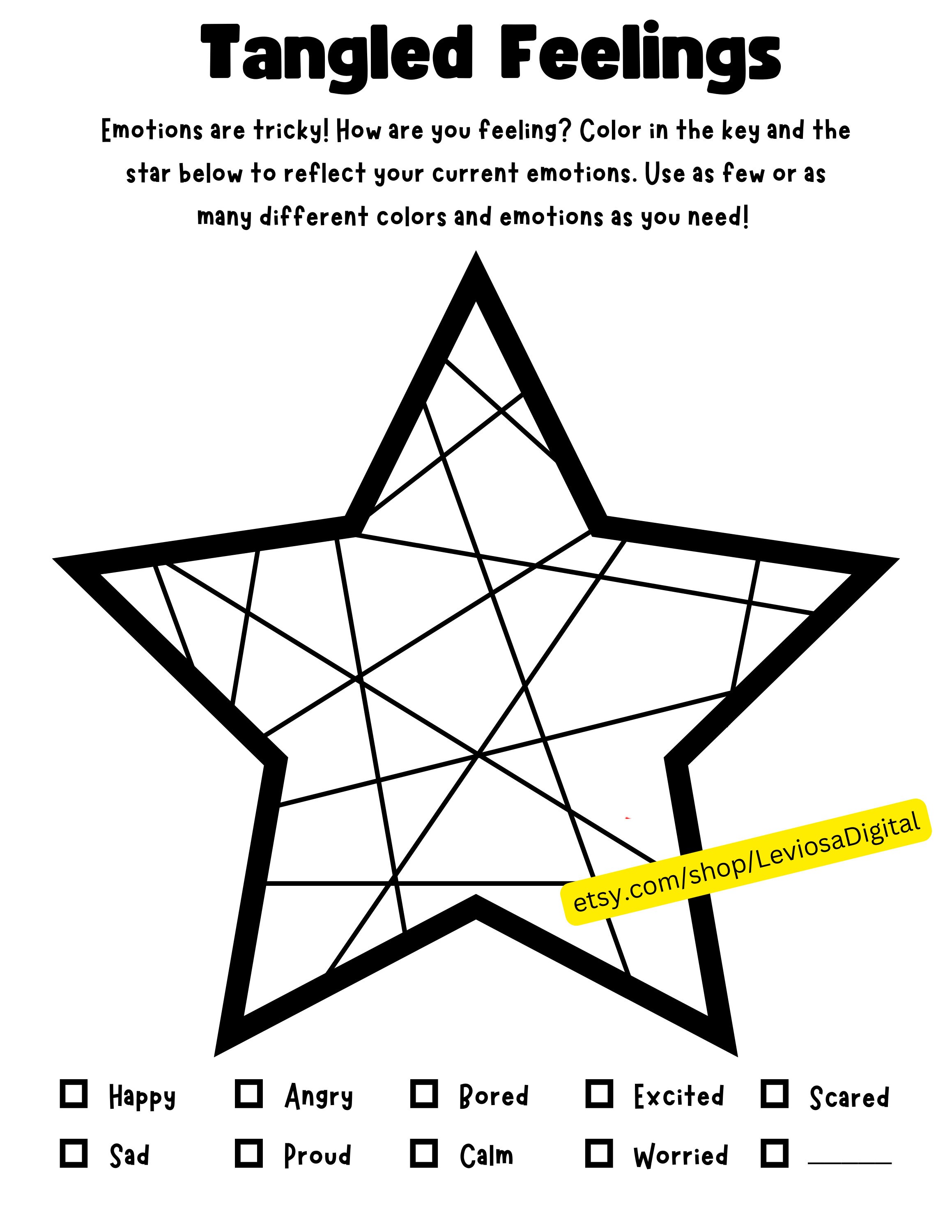 Kids Coloring Emotion Worksheet, Therapy Tool, Social Emotional ...